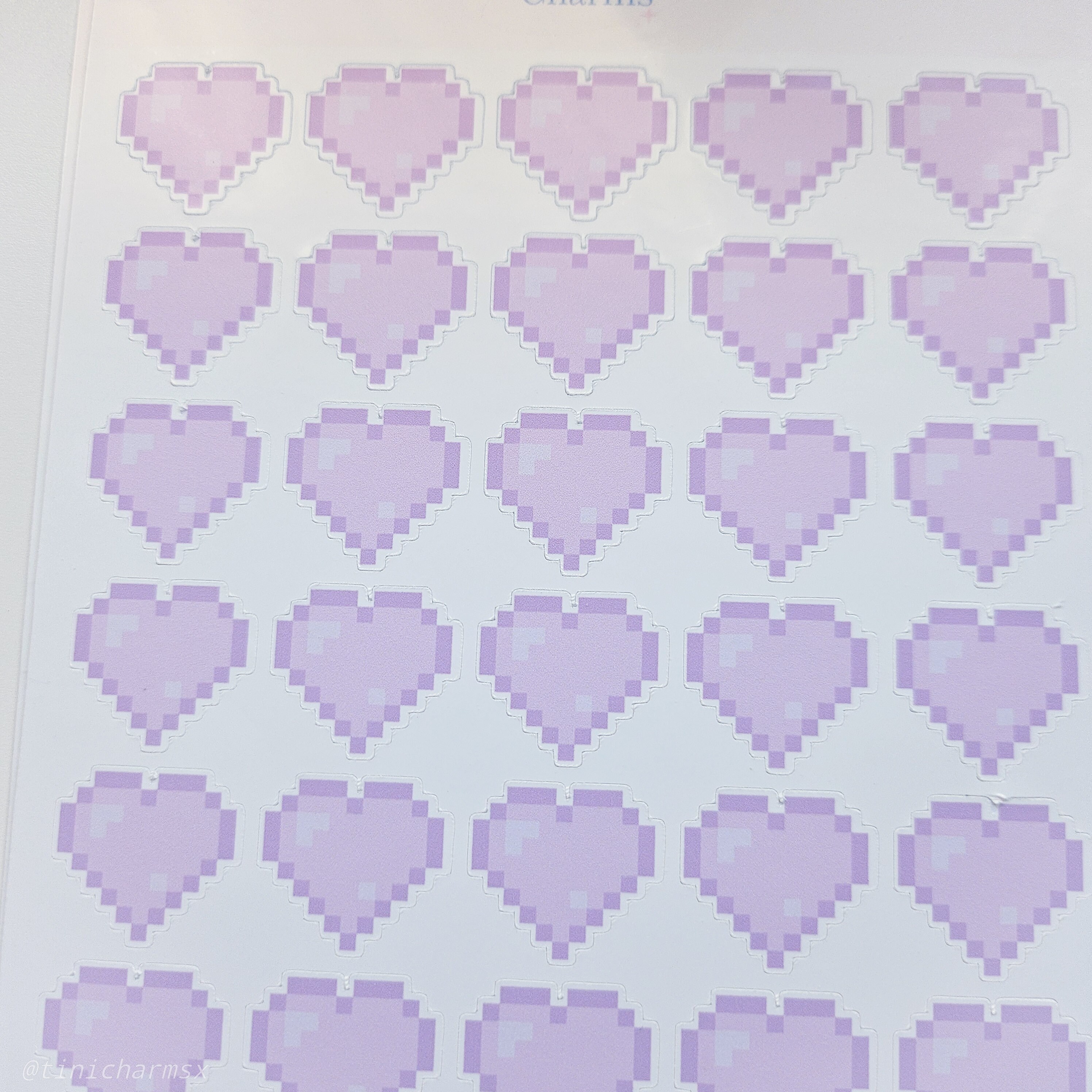 Heart Pixel Sticker Sheet: Pink,blue,purple,green Pixel Heart Stickers ...