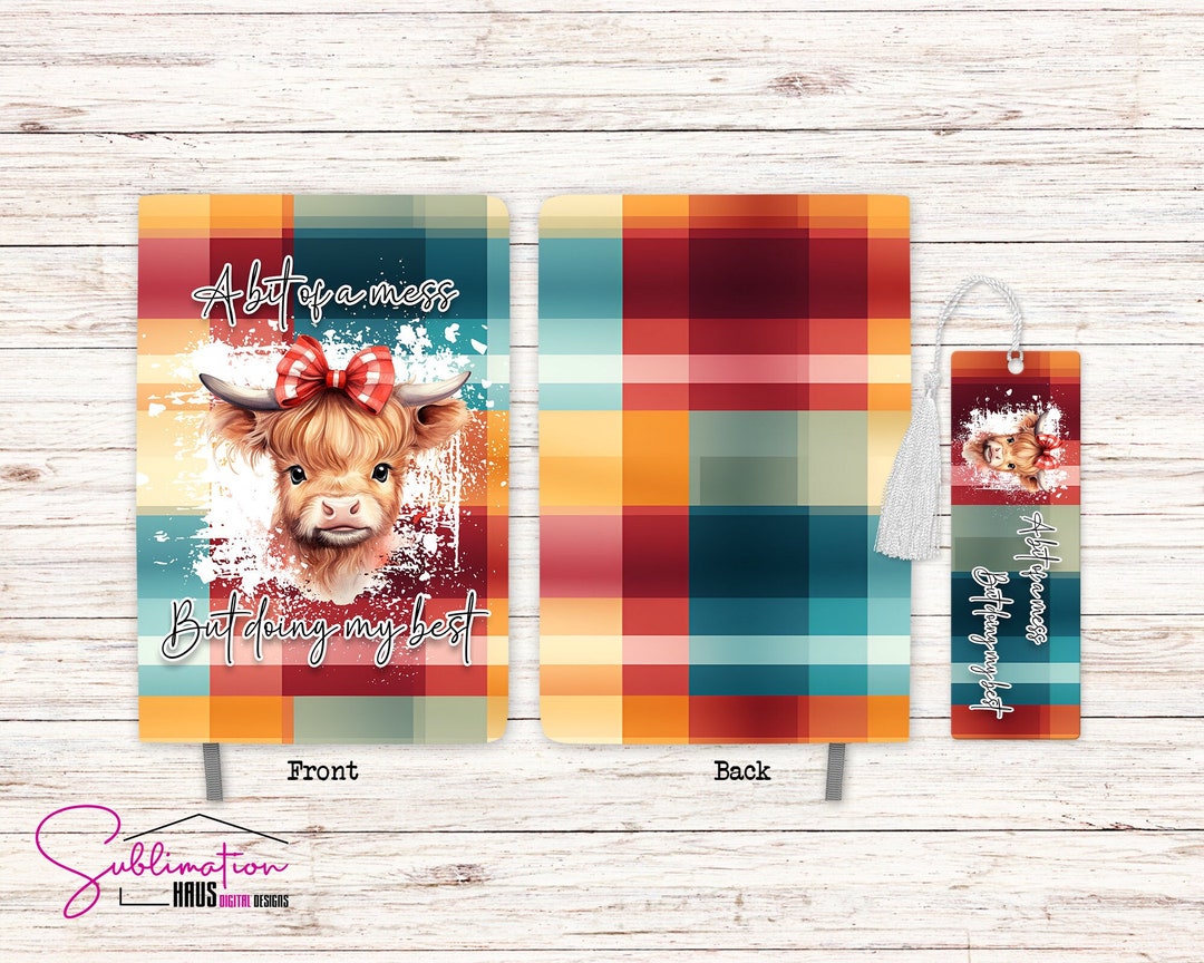 Highland Cow Journal Sublimation Design: Funny Notebook Template ...