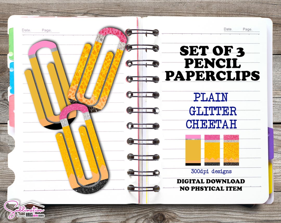 Set of 3 Paperclip PNG | Paper School Set, Gift for Teachers, Paperclip ...