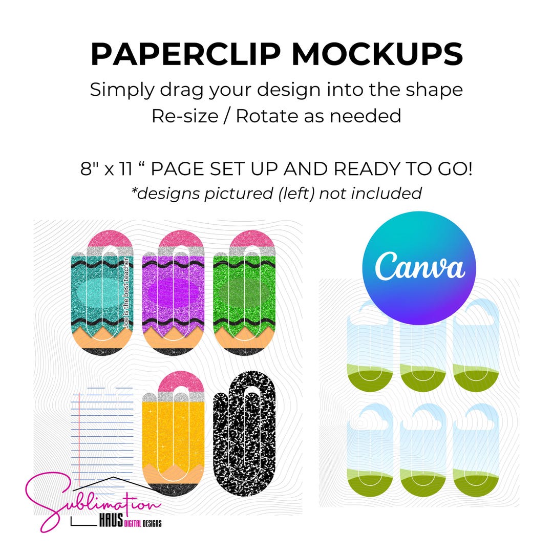 Editable Paperclip Template: Bookmark SVG, Canva File (digital Download ...