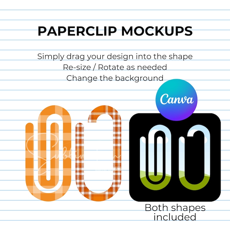 Canva Paperclip Mockup: Sublimation Design Template (PDF) - Etsy