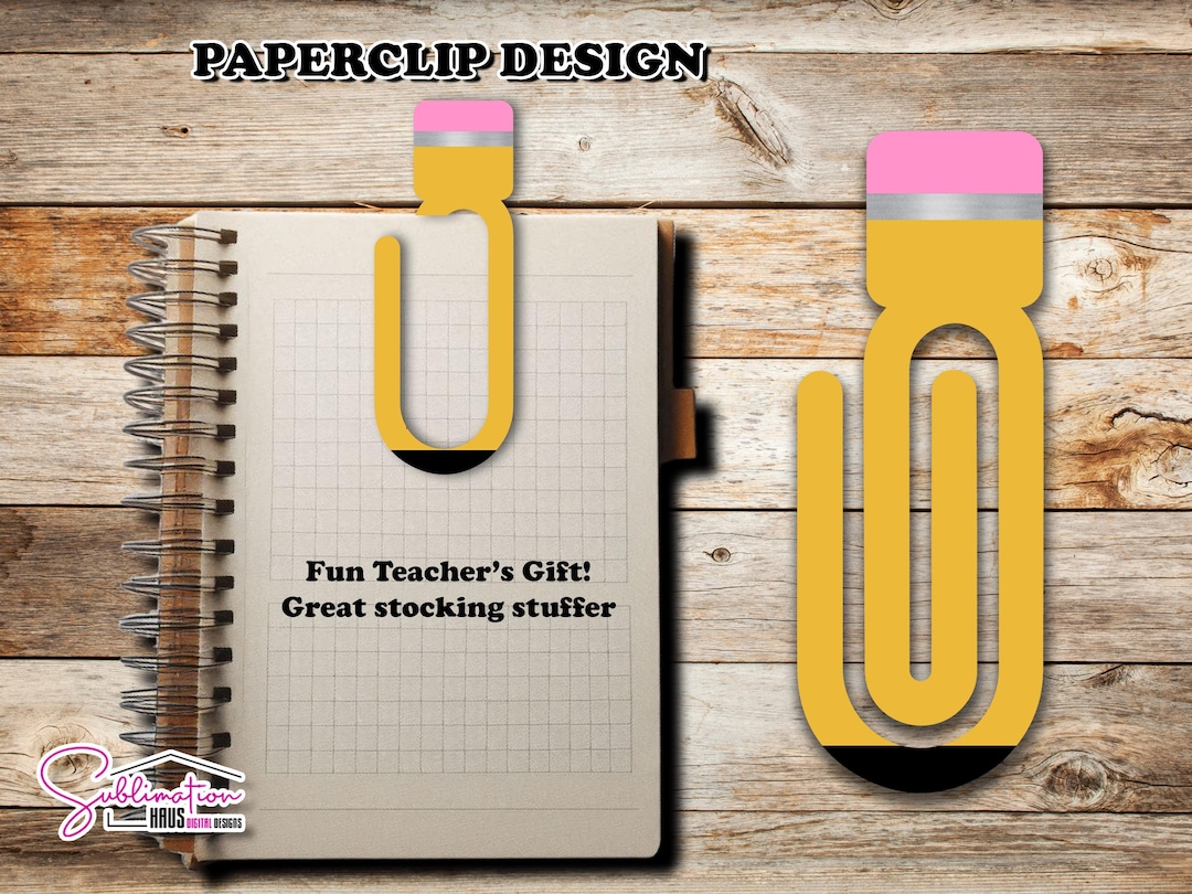 Teacher Gift Paperclip PNG, Pencil Design Paperclip Design for ...