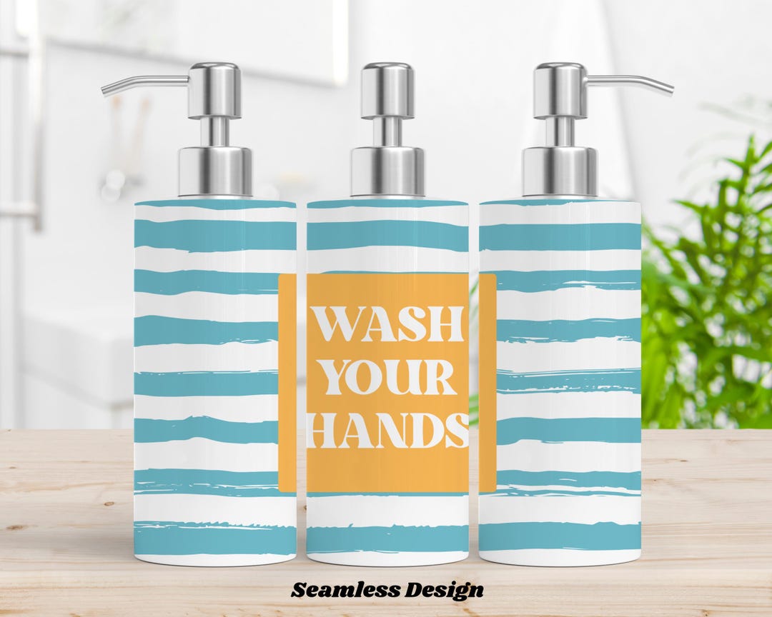 Soap Dispenser Label Design: Blue Stripes (digital Download) - Etsy