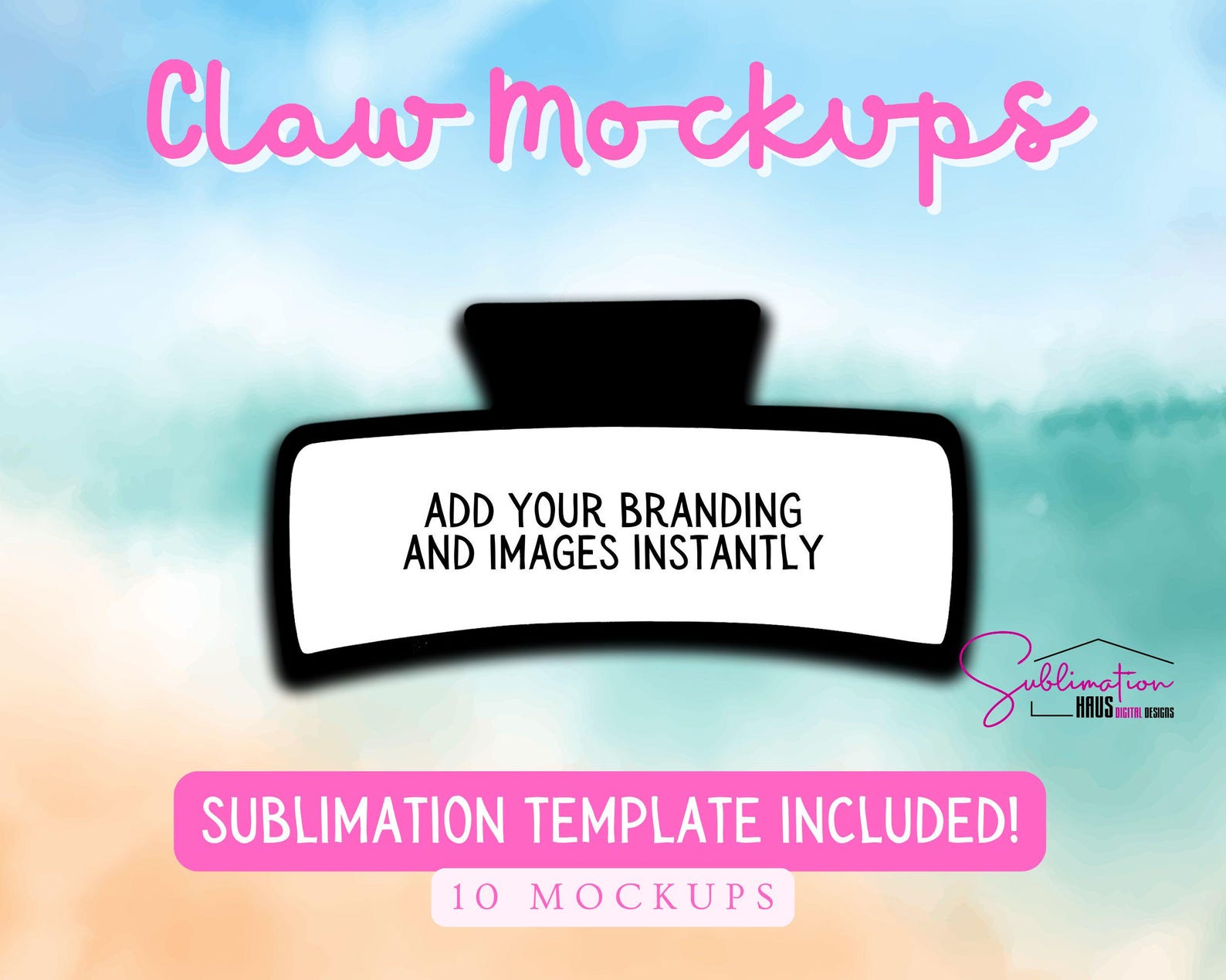 Hair Claw Mockup Template: Sublimation PNG, Set of 10 (digital Download ...