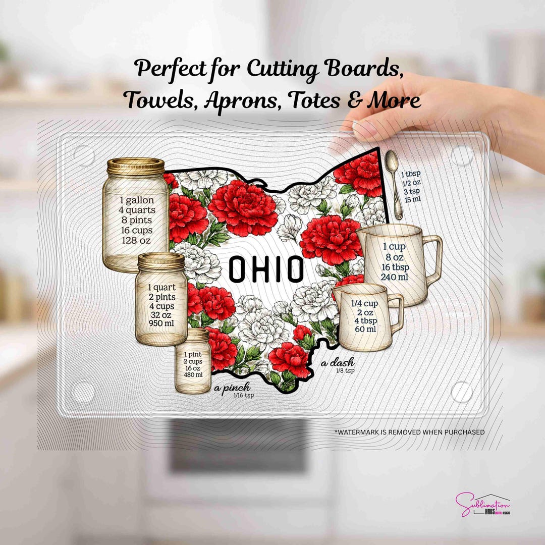 Ohio State Kitchen Measurement Design PNG | Floral State Sublimation ...
