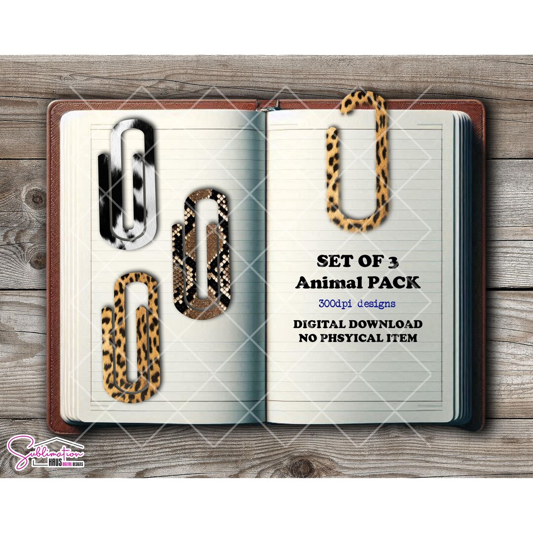 Animal Pack Paperclip Set of 3 PNG | Cow, Leopard and Snake Skin Pack ...