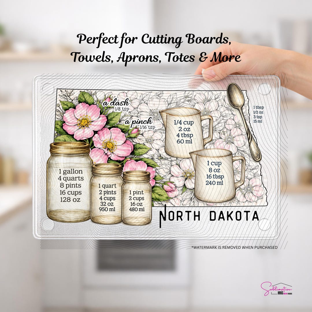 North Dakota State Flower Kitchen Design | Prairie Rose Measurement Art ...