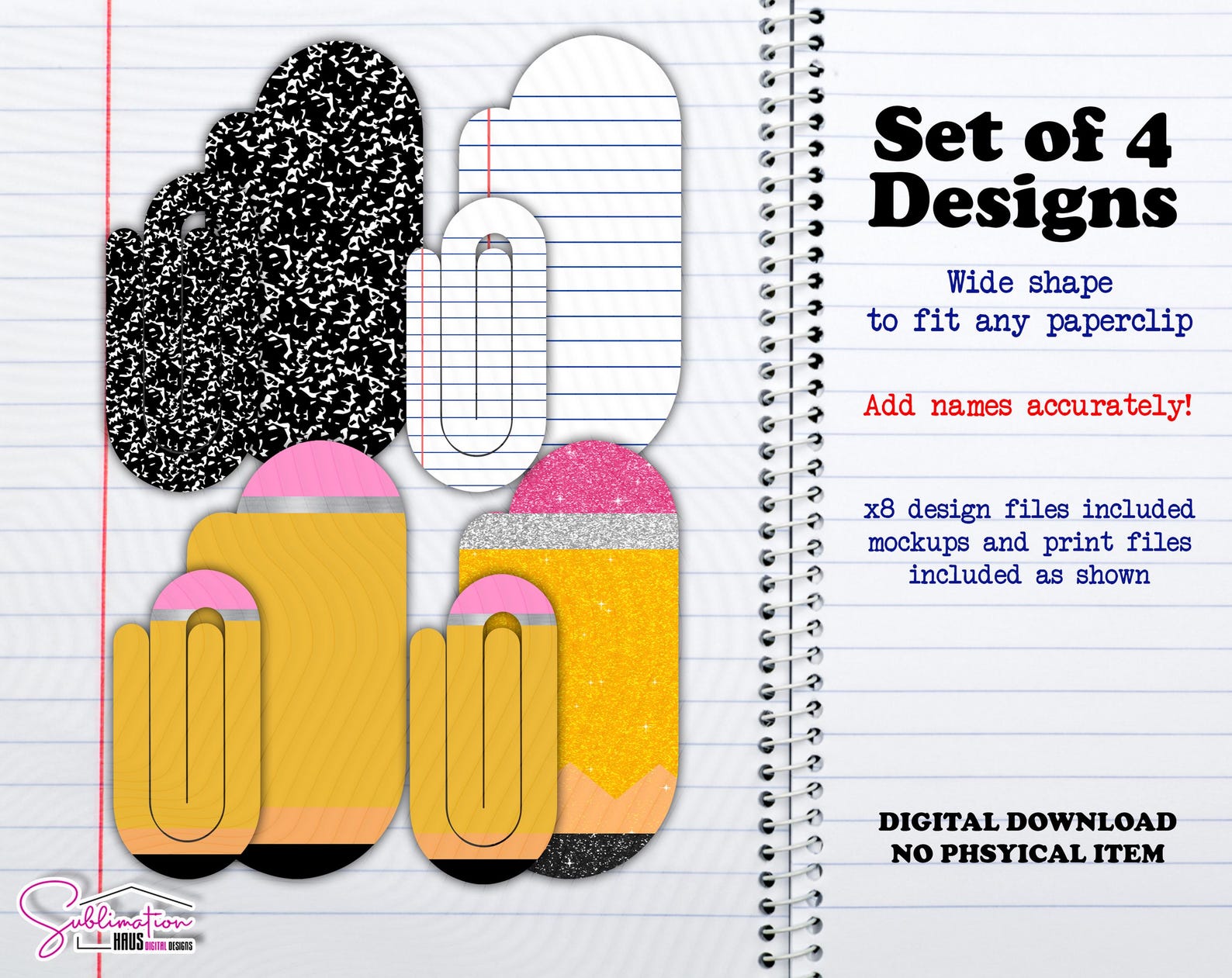 Paperclip PNG Set: School Paper Clip Designs for Teachers (digital ...