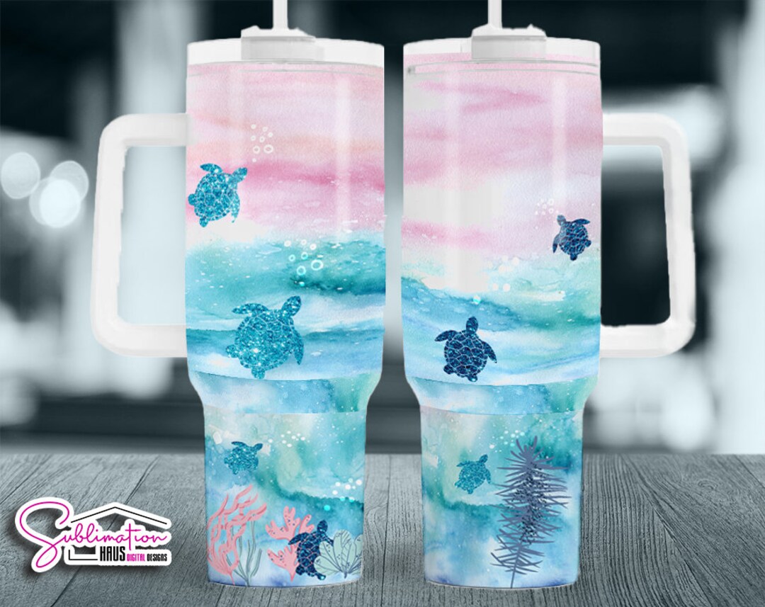 Sea Turtles Sublimation Tumbler Designs, Ocean 40oz Skinny Tumbler Wrap ...