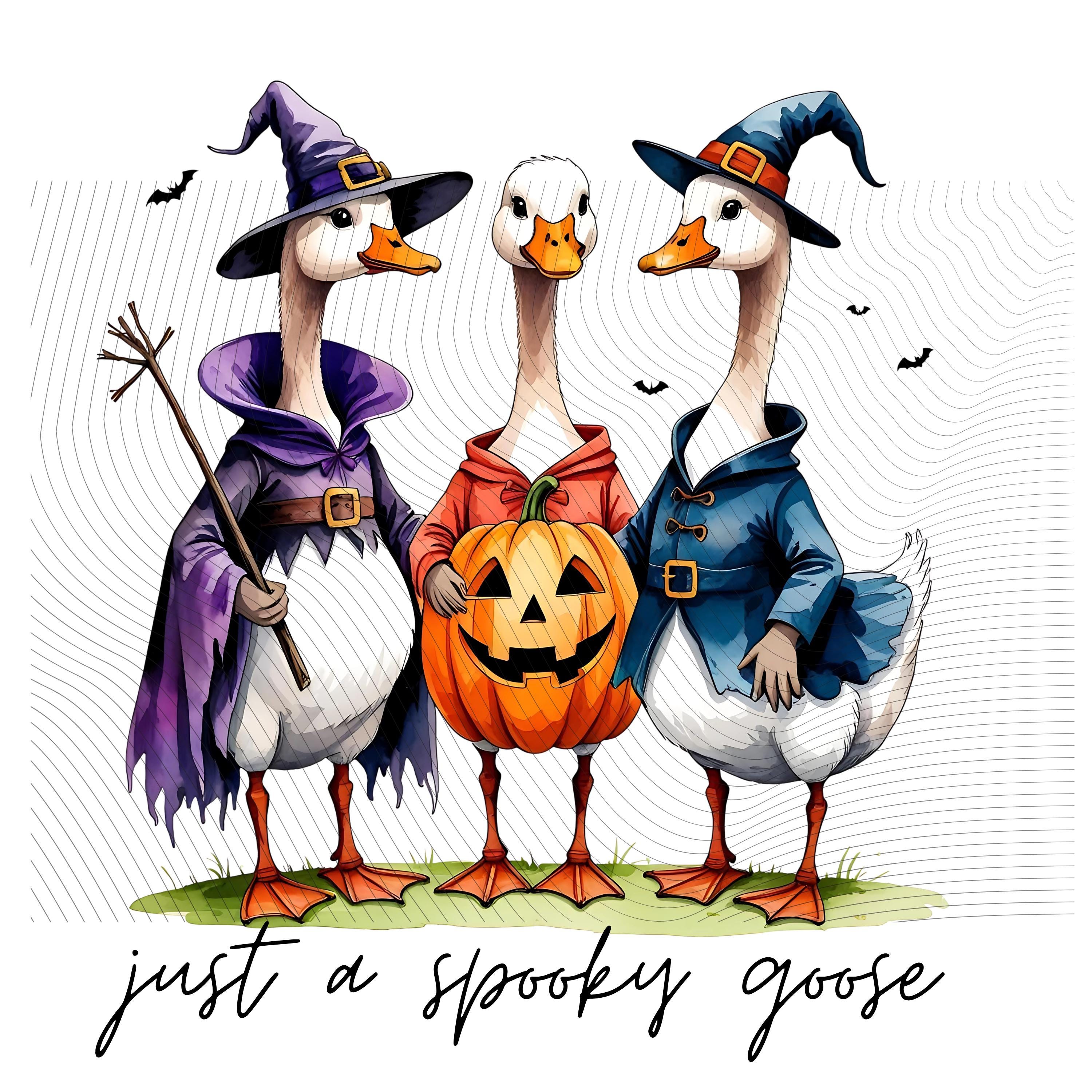 Spooky Goose Halloween Clipart: Witch Ghost Pumpkin (digital Download ...