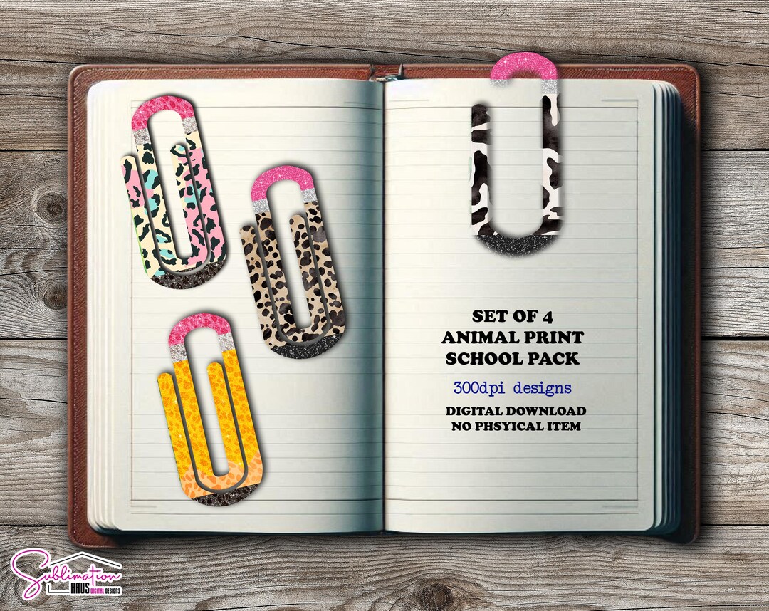 Set of 4 Paperclip PNG | Paper School Set, Gift for Teachers, Paperclip ...