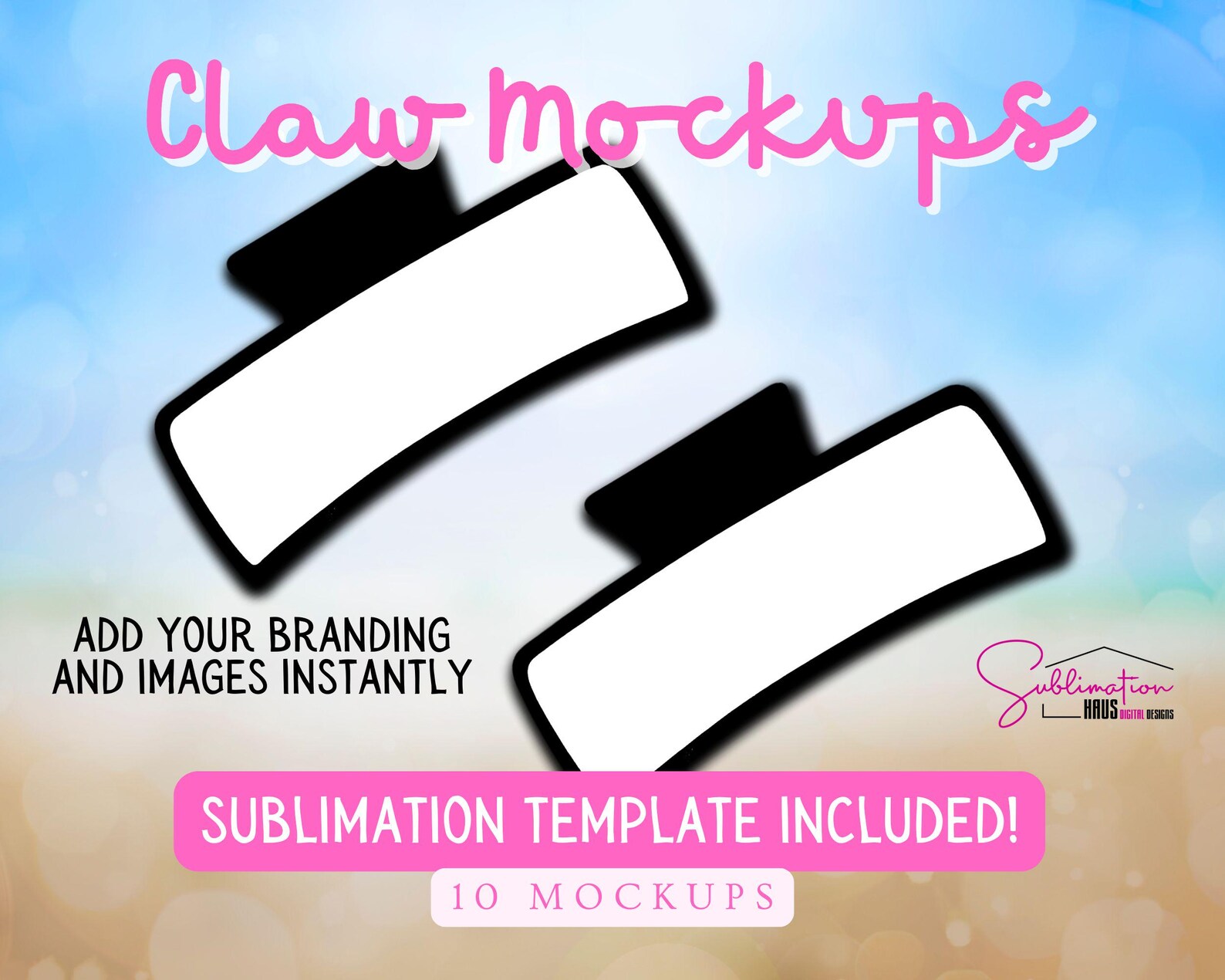Hair Claw Mockup Template: Sublimation PNG, Set of 10 (digital Download ...