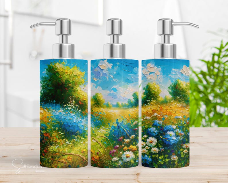 Pastel Oil Painting Soap Dispenser Wrap Designs - Set of 5 (digital ...