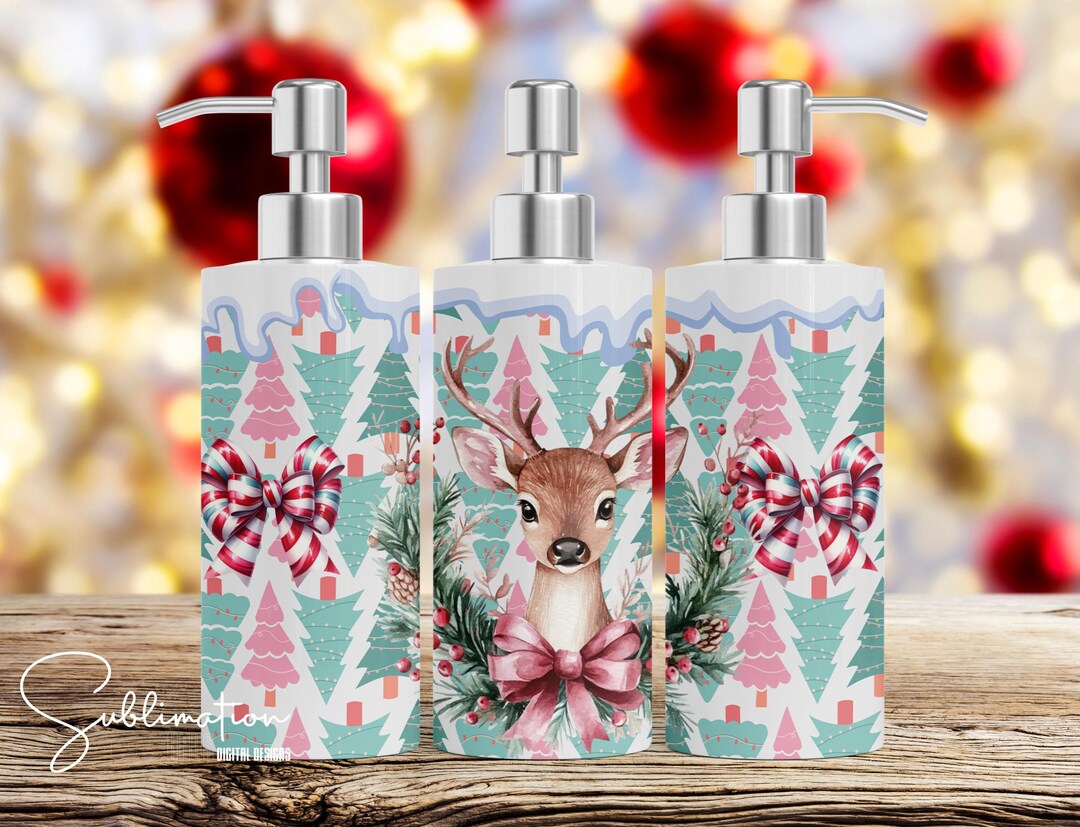 Christmas Deer Soap Dispenser Wrap: Boho Pink Design (digital Download ...