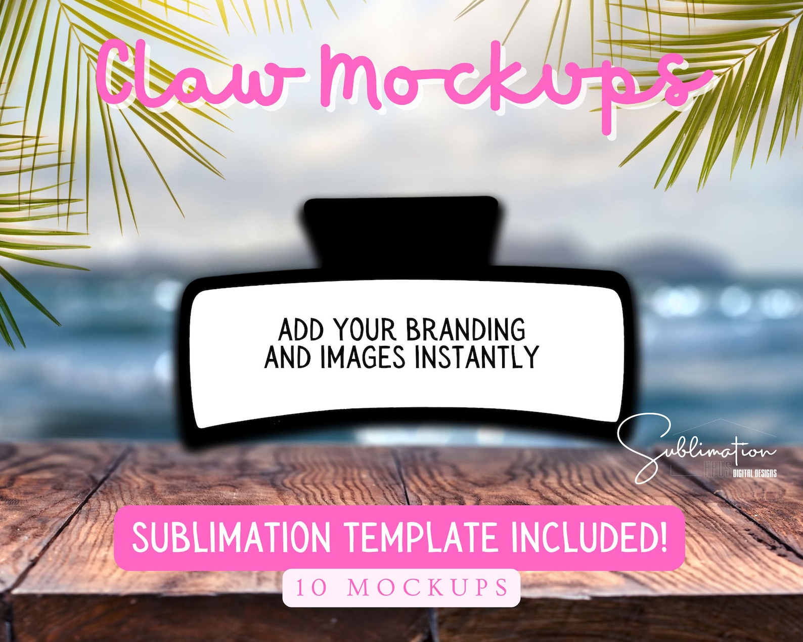 Hair Claw Mockup Template: Sublimation PNG, Set of 10 (digital Download ...