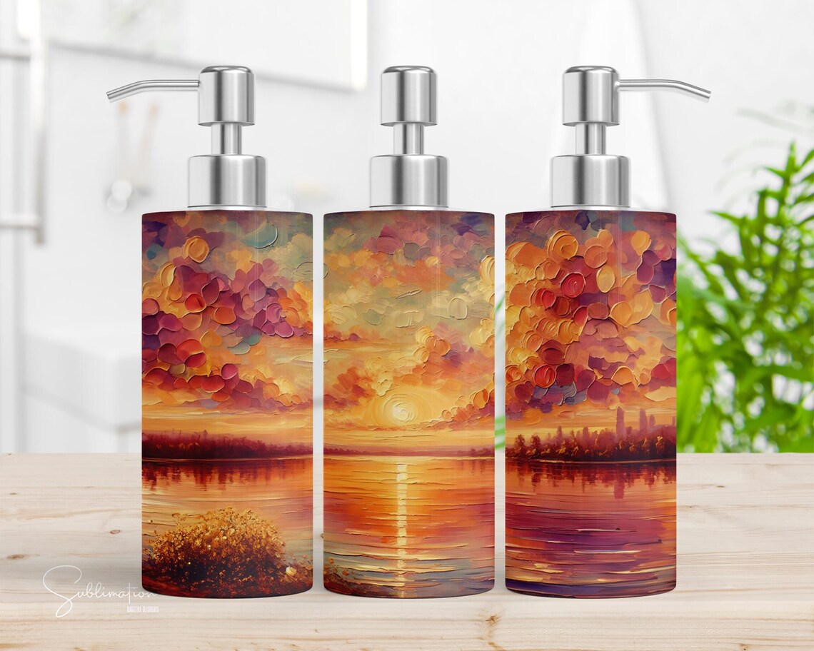 Pastel Oil Painting Soap Dispenser Wrap Designs - Set of 5 (digital ...