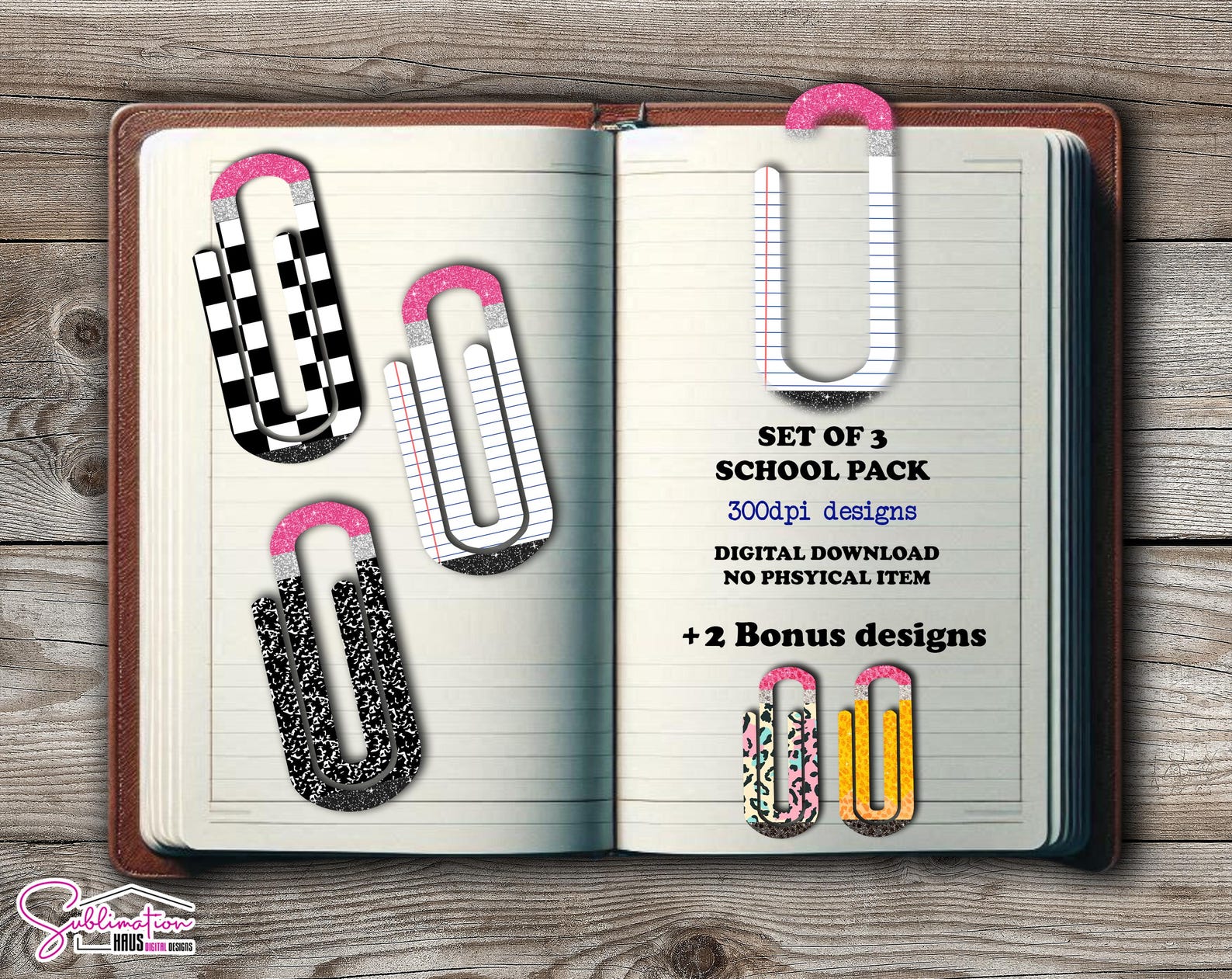 Paperclip PNG Designs: School Set (digital Download, Set of 5) - Etsy