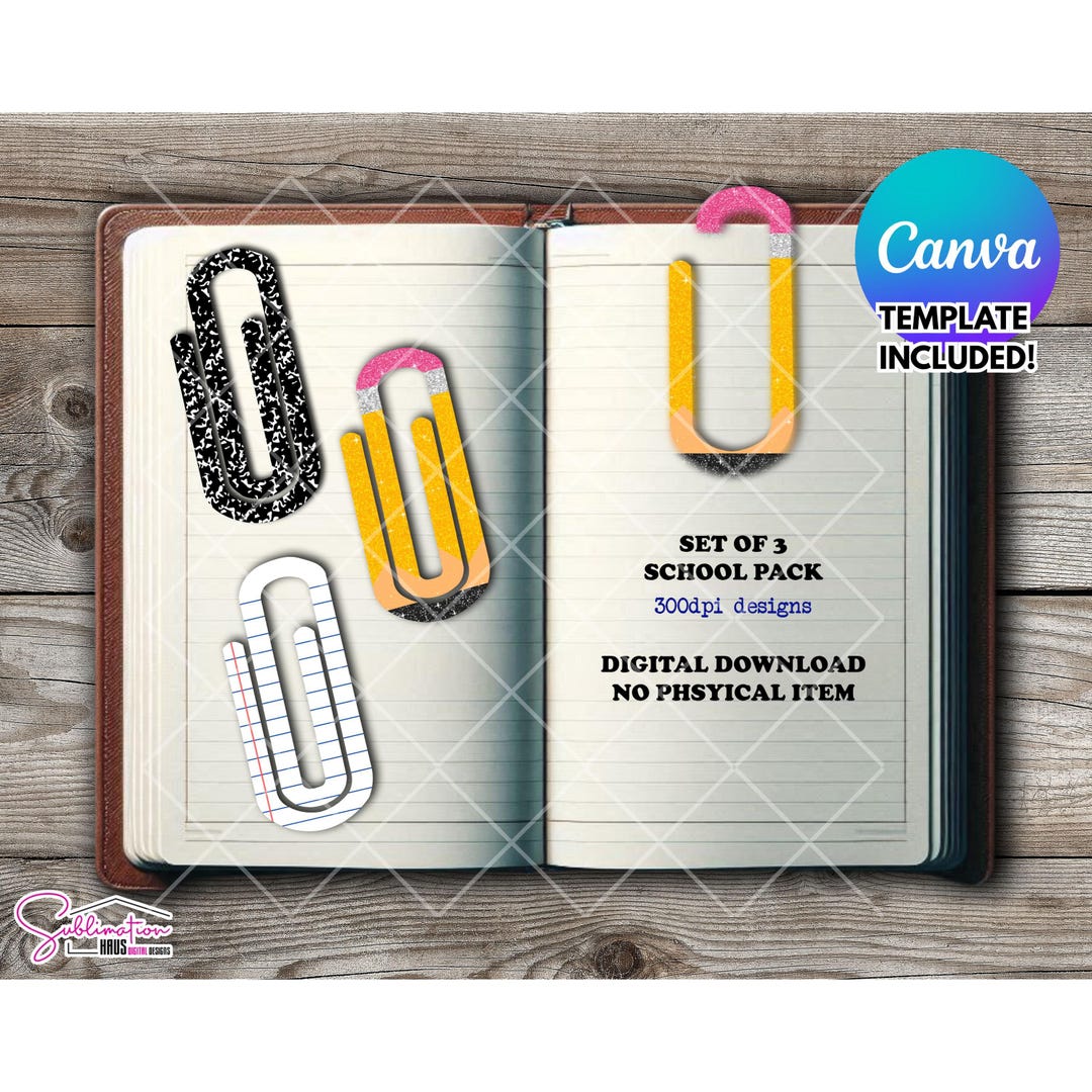 Set of 3 Paperclip PNG | Paper School Set, Gift for Teachers, Paperclip ...