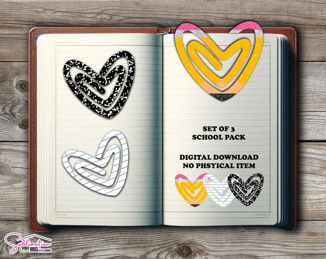 Set of 3 Paperclip PNG | Paper School Set, Gift for Teachers, Paperclip ...