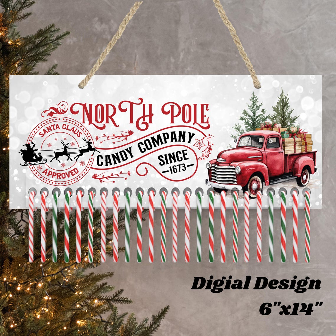 Red Truck Christmas Countdown Sign • Candy Cane Advent Printable ...