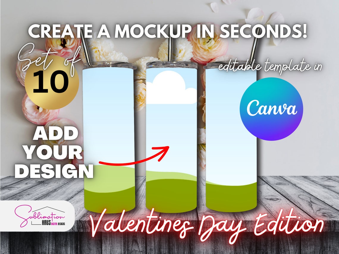 CANVA Valentines Day Mockup Templates for 20oz Skinny Tumbler - Etsy