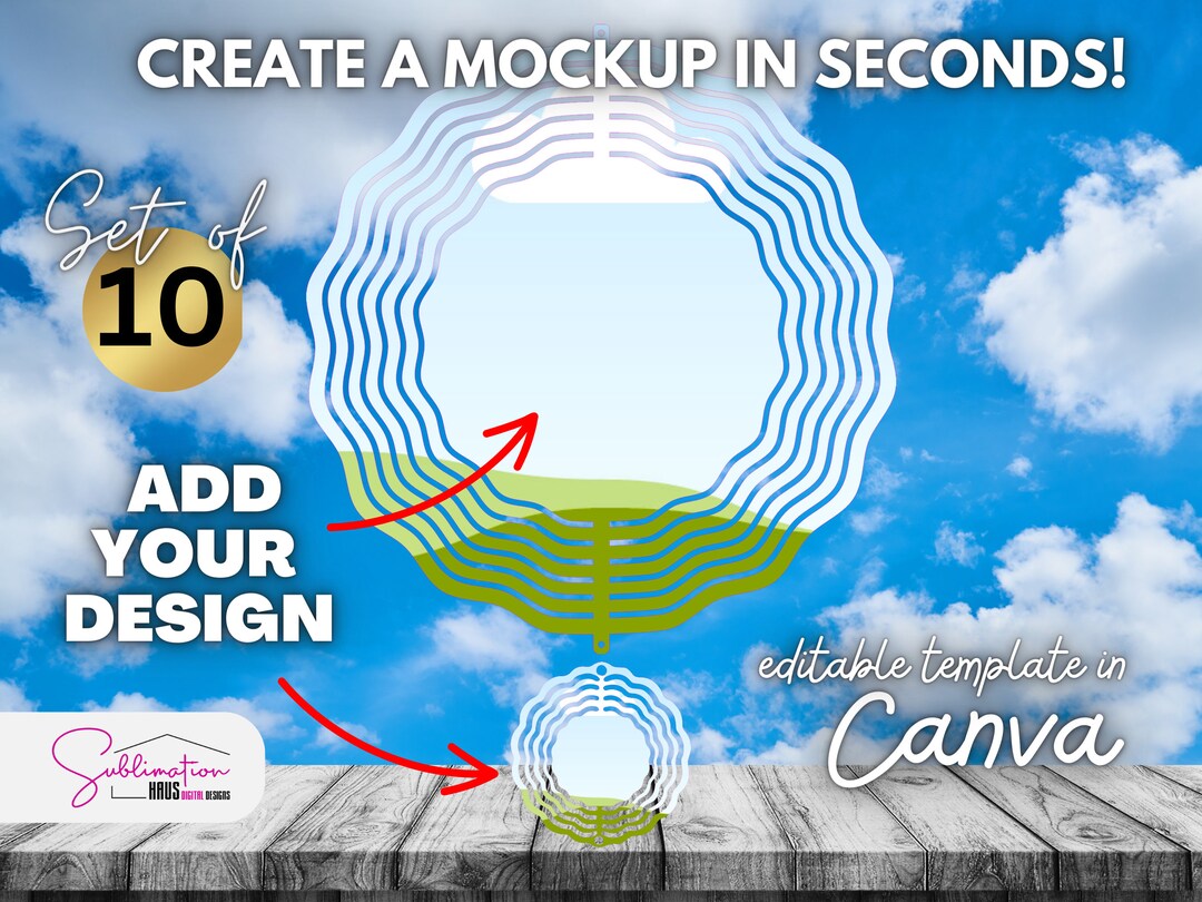 CANVA Mockup Wind Spinner Templates SET OF 10, Stacked Wind Spinner, 8 ...