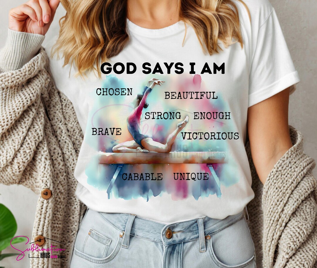 Christian Gymnastics Design: God Says I Am - Retro Bible Verse (PNG ...