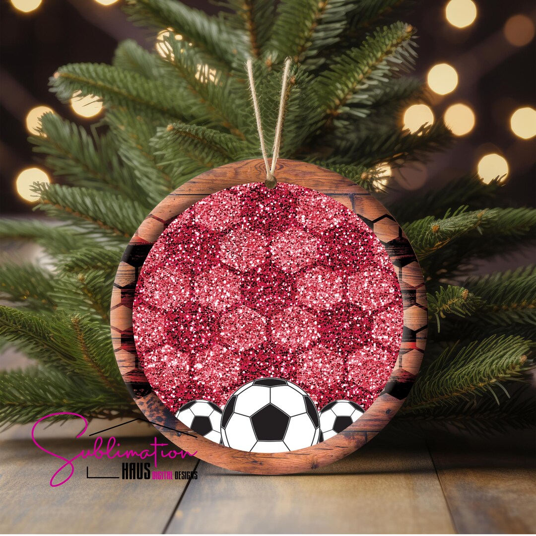 Personalized Soccer Ornament, Custom Name & Year, Glitter Patchwork ...