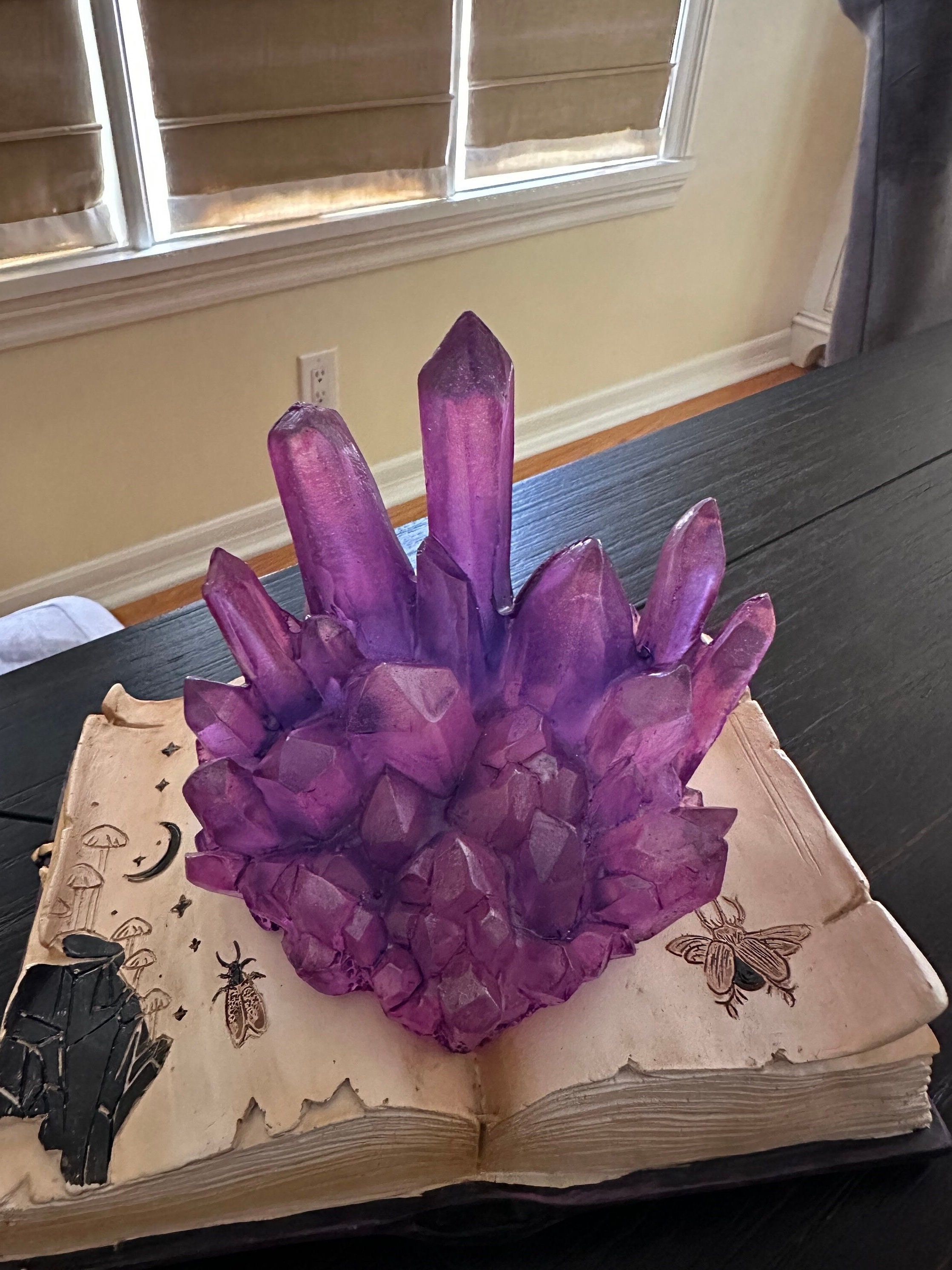 Magic Manifestation Spell Book Statue Amethyst Led - Etsy