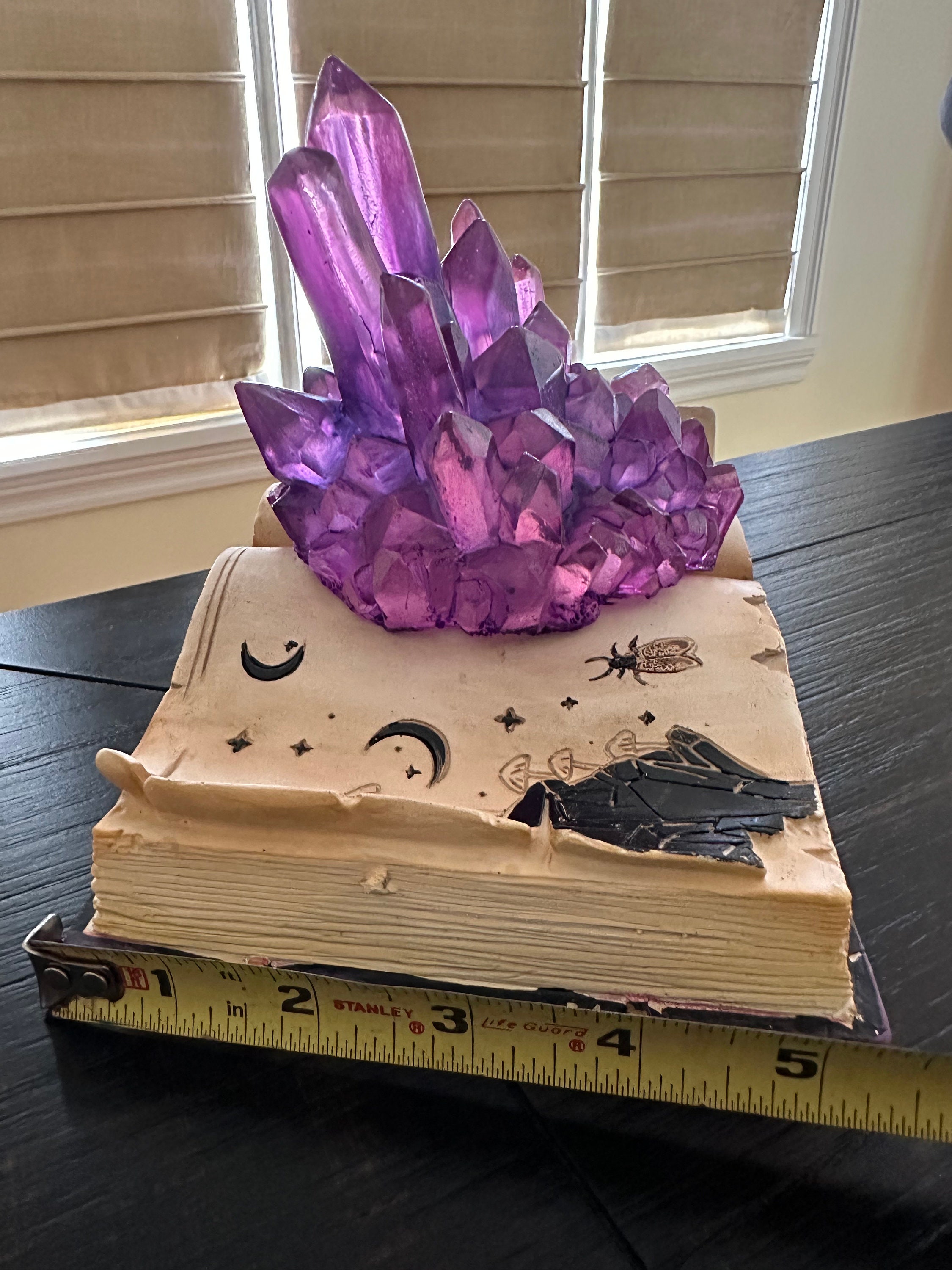 Magic Manifestation Spell Book Statue Amethyst Led - Etsy