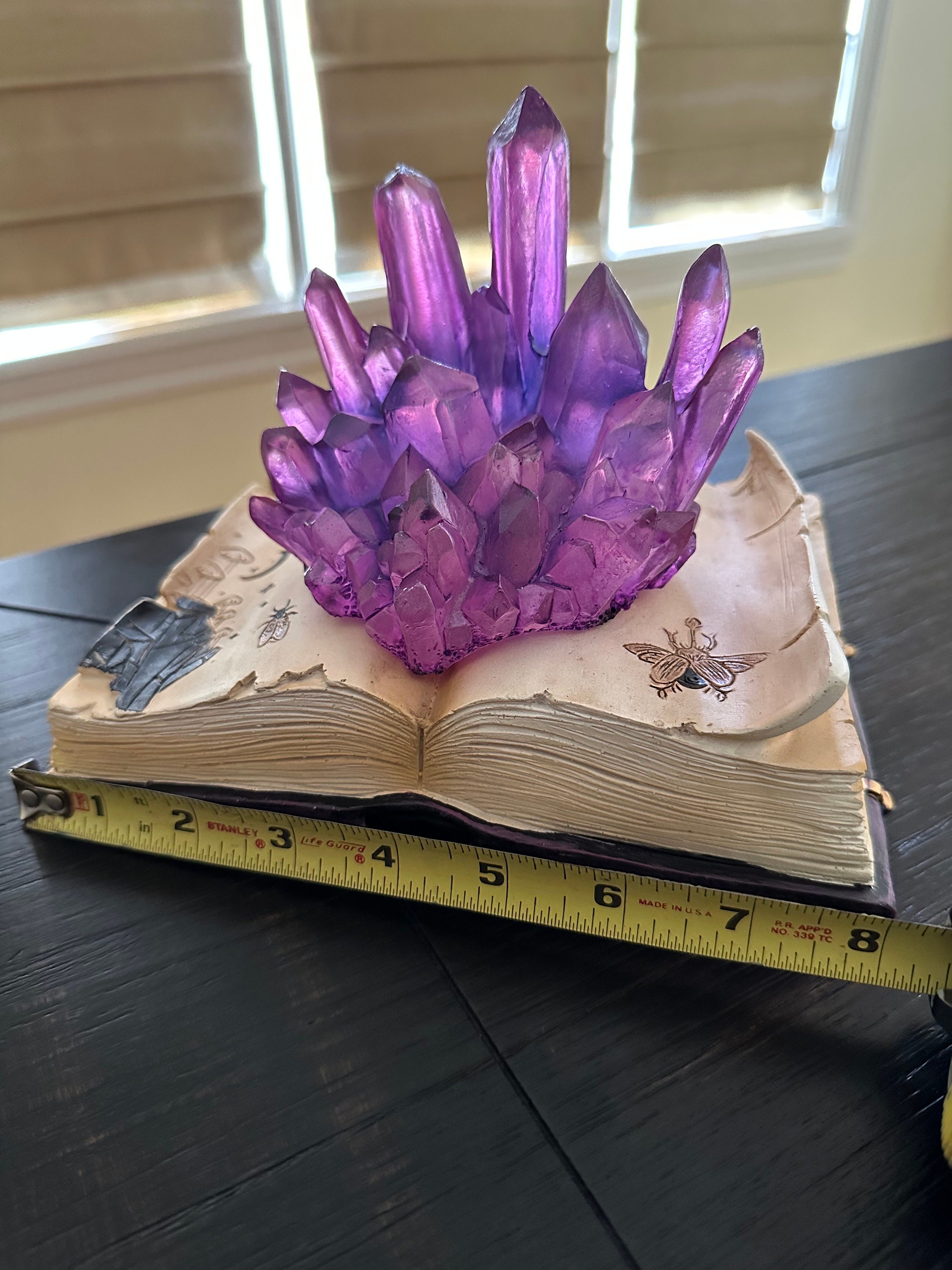 Magic Manifestation Spell Book Statue Amethyst Led - Etsy