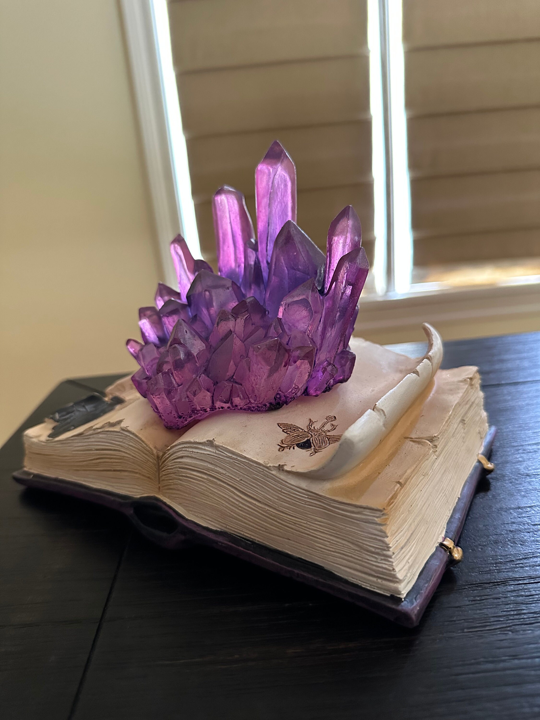 Magic Manifestation Spell Book Statue Amethyst Led - Etsy