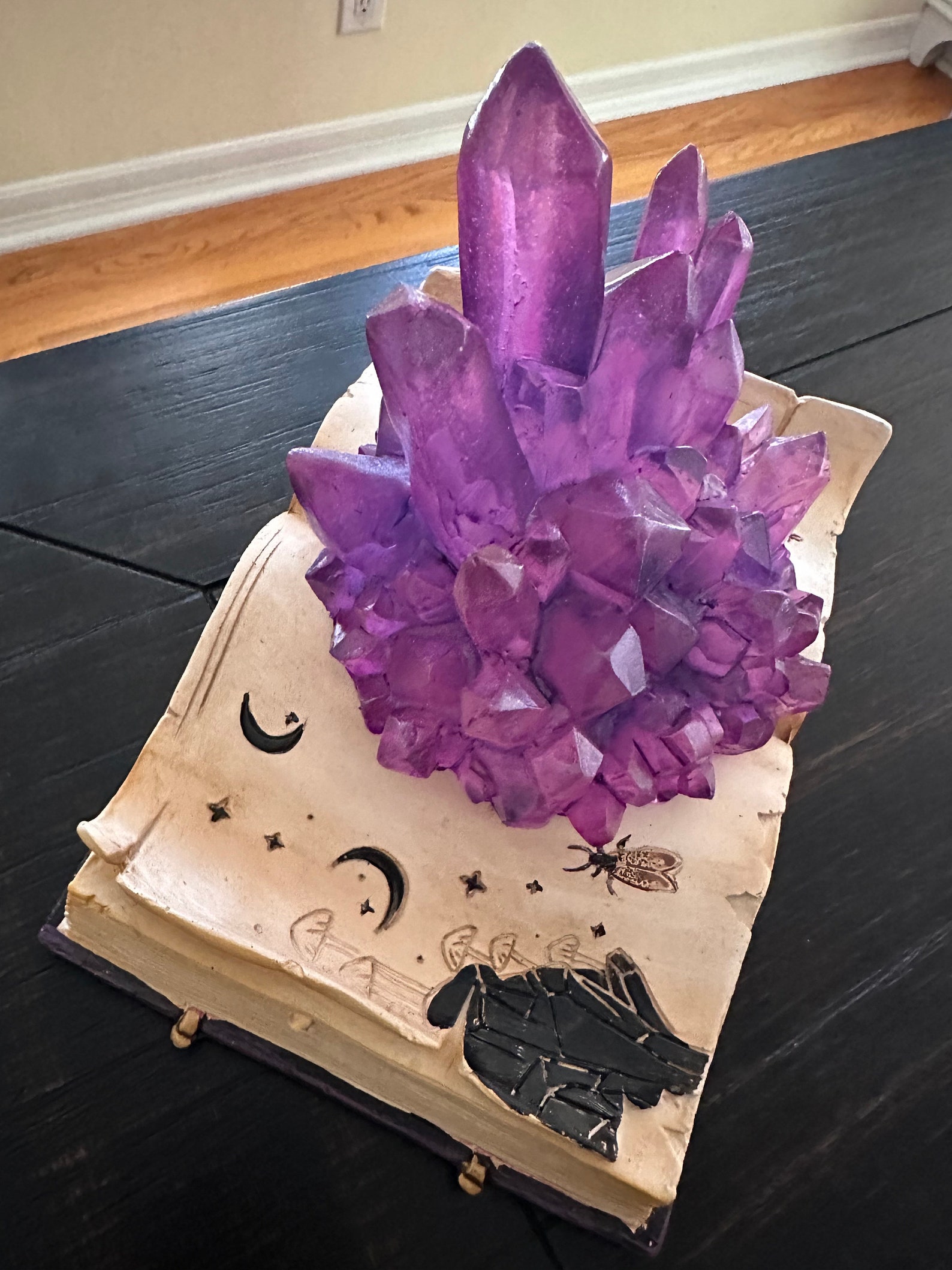 Magic Manifestation Spell Book Statue Amethyst Led - Etsy
