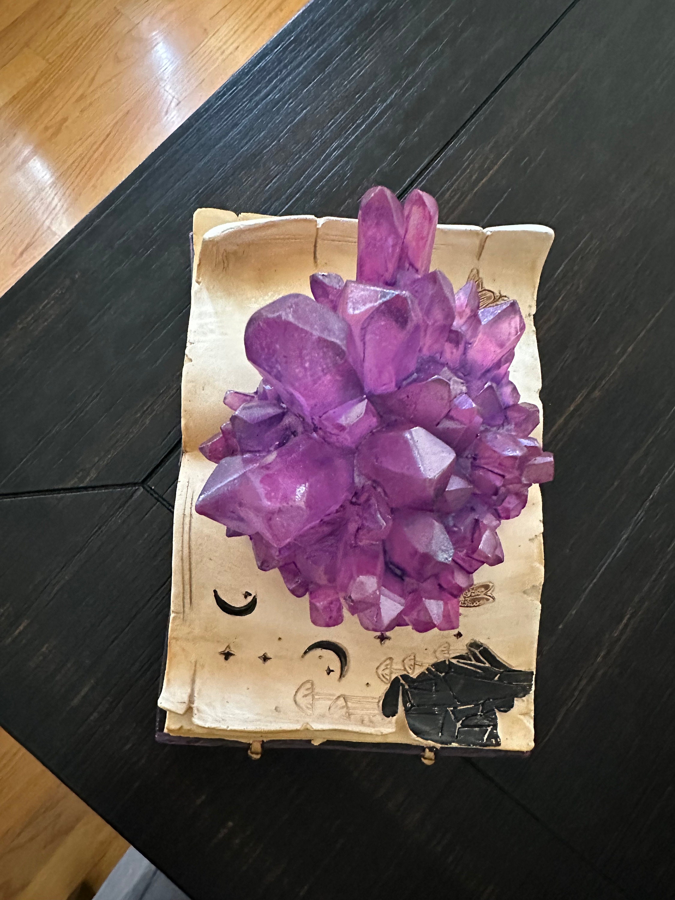 Magic Manifestation Spell Book Statue Amethyst Led - Etsy