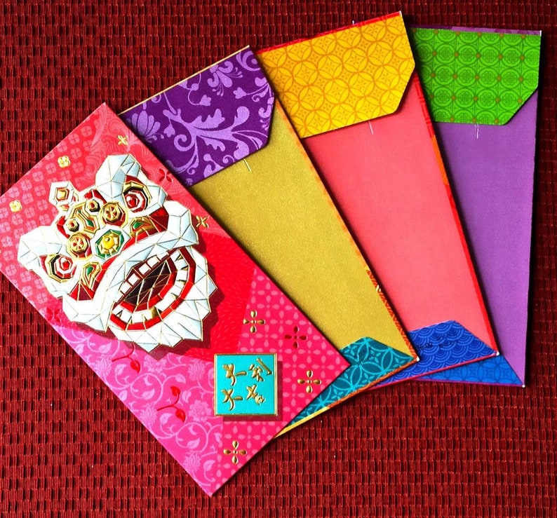 2026 Modern Mosaic Lion Dance Year Horse CNY Lunar Chinese New Year Red ...