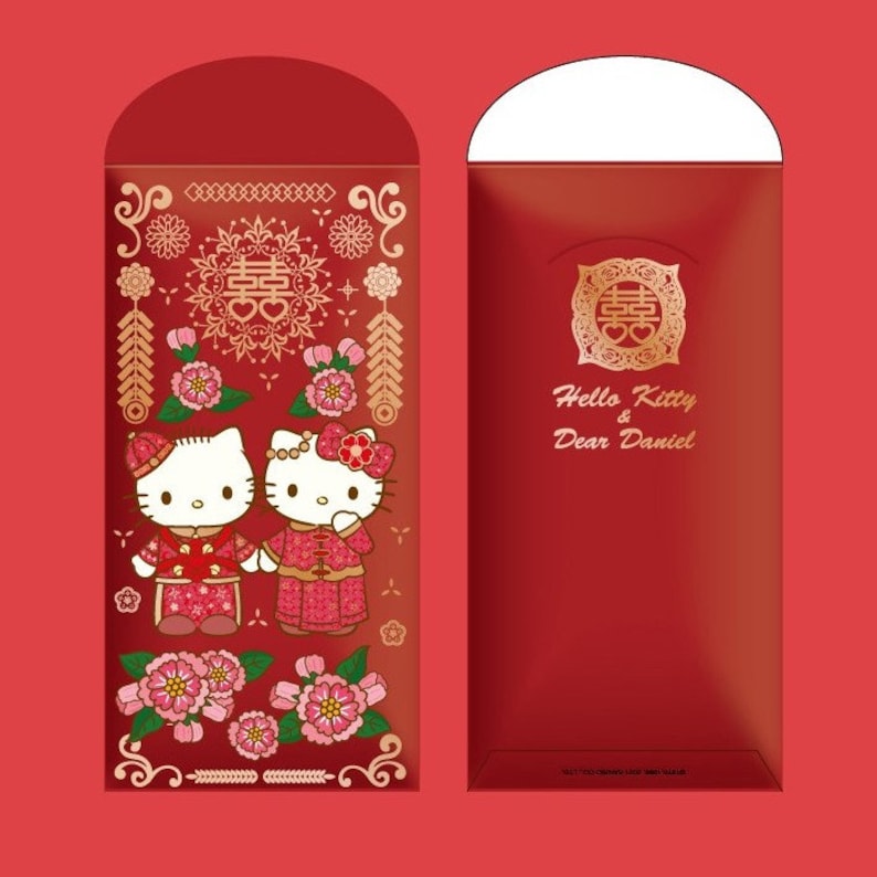 Cat Wedding Couple Auspicious Red Packet Gold Money Cash - Etsy