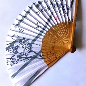 Japan White Bamboo Handmade Hand Held Folding Fan - Etsy