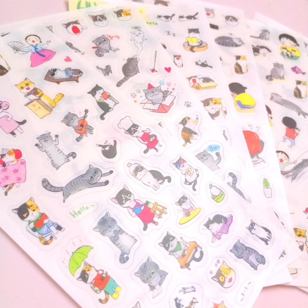 Cute Kitty Cat Stickers | Assorted Pet Decals, Laptop, Journal (6 ...