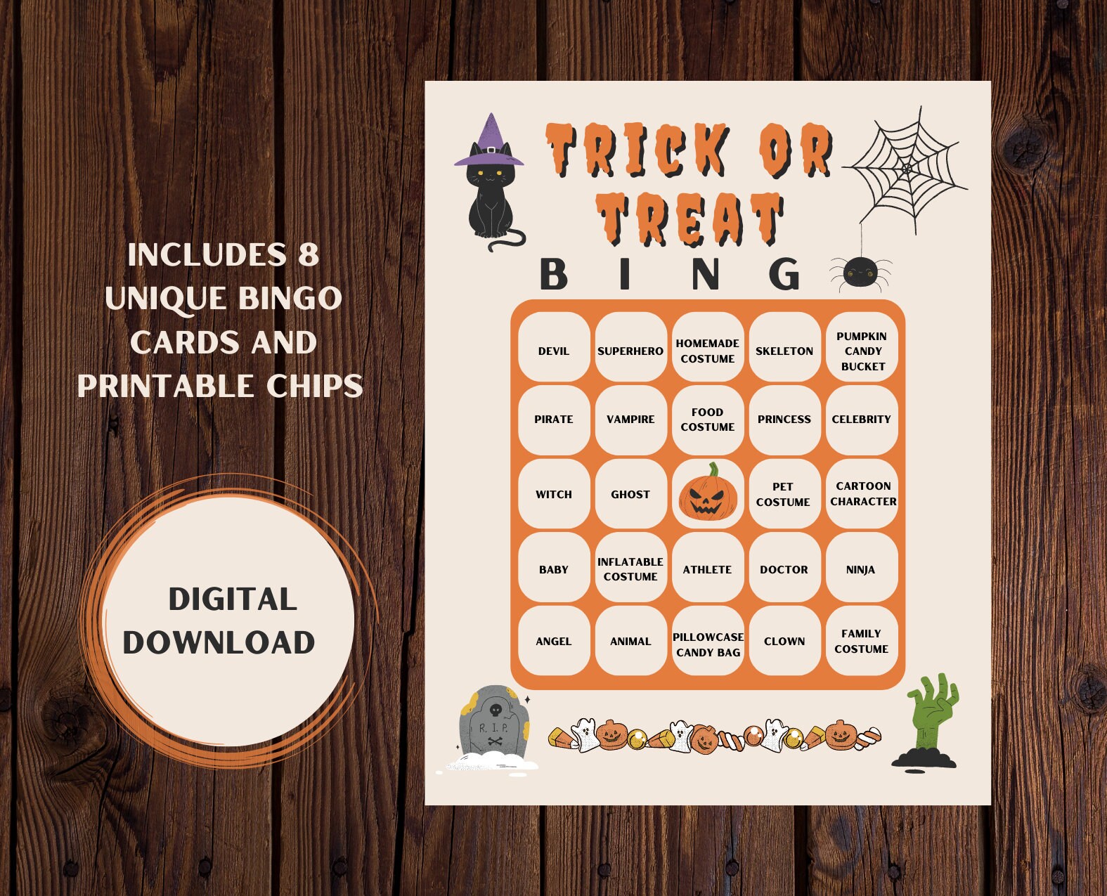 Trick or Treat Printable Bingo Game Digital Download - Etsy