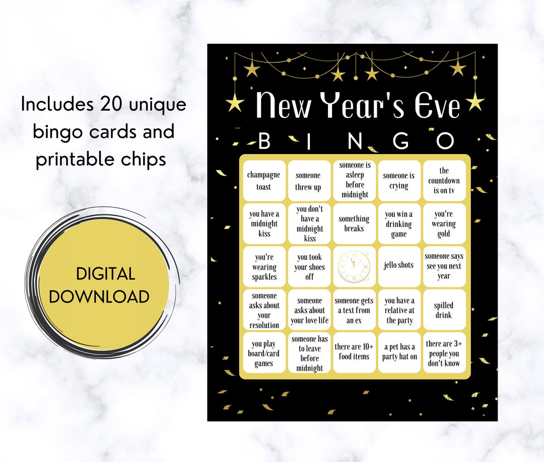 New Year's Eve Printable Bingo Game Digital Download - Etsy
