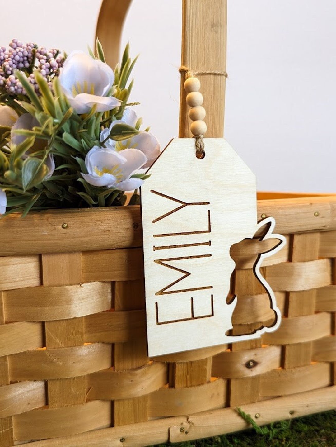 Easter Basket Name Tags | Engraved Personalized Bunny Label | Kids ...