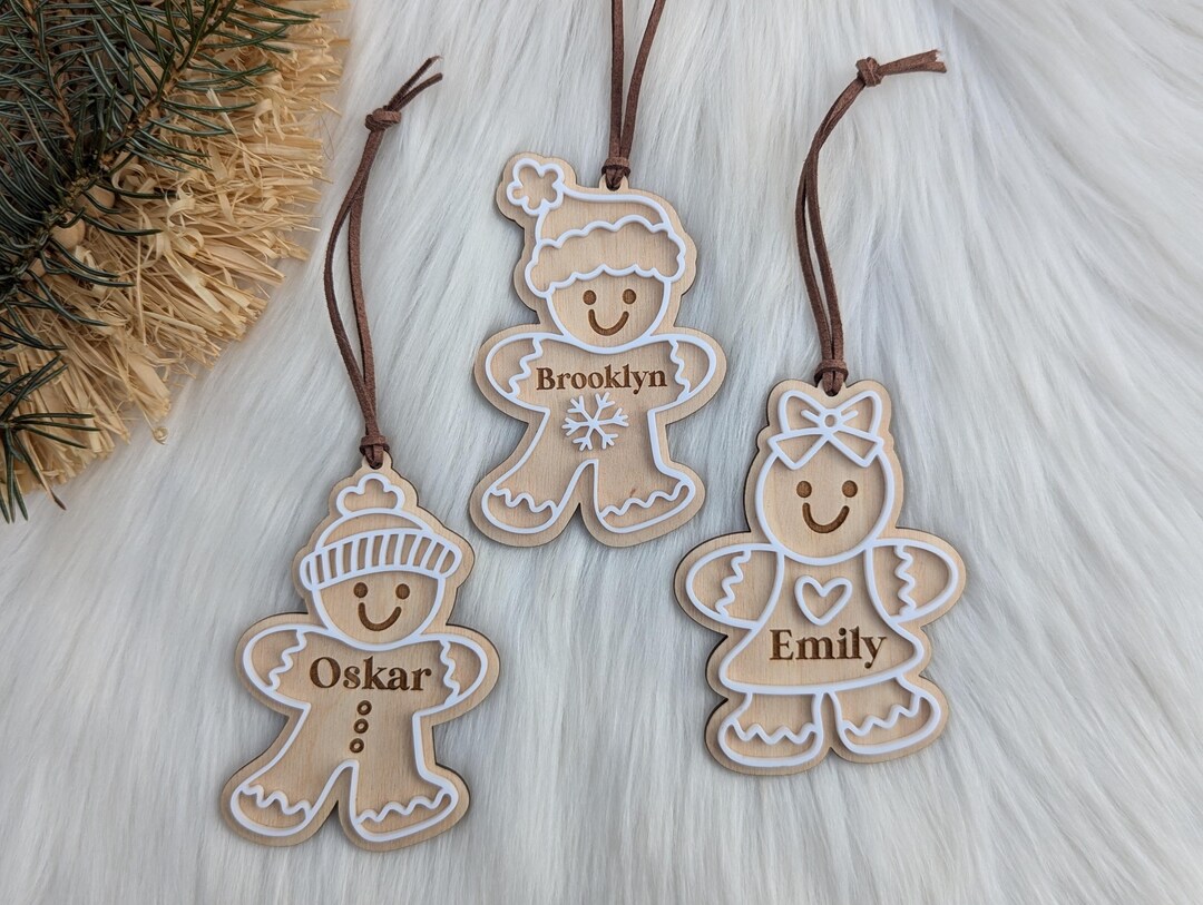 Custom Gingerbread Man Girl Boy Kids Personalized Name Ornament ...