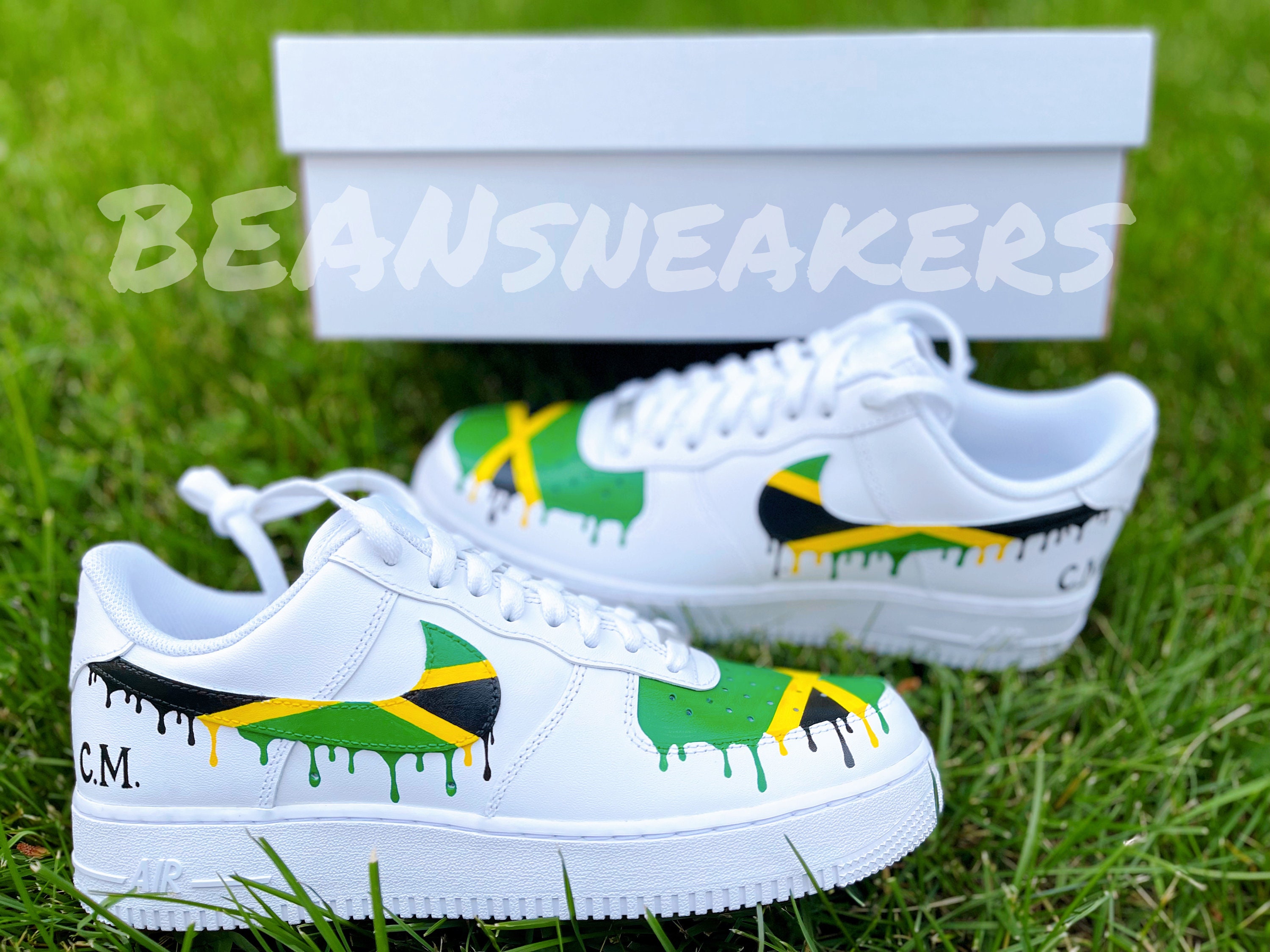Custom Inspired Jamaica Drip Sneakers, Personalized Air Force 1s Infant ...