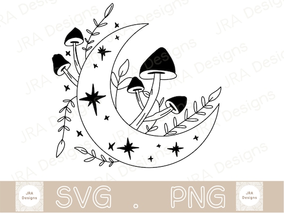 Moon and Mushrooms SVG & PNG Cricut Cut File - Etsy