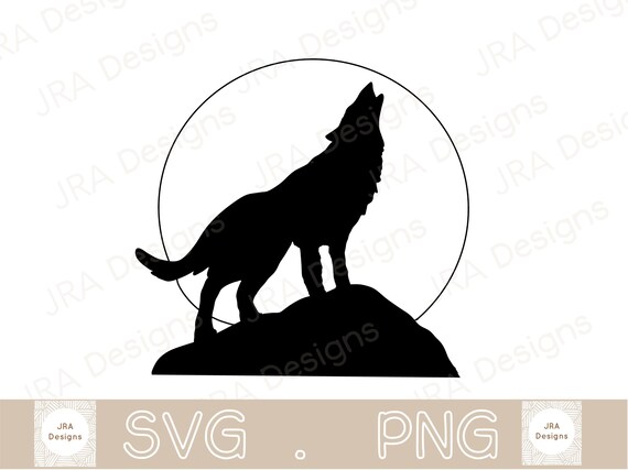 Wolf Howling at the Moon SVG & PNG Cricut Cut File | Etsy