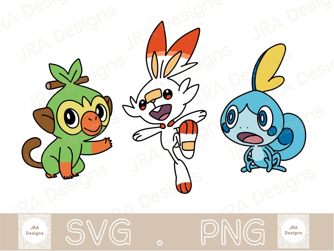 Grookey, Scor Bunny, Sobble SVG & PNG, Pokemon SVG Cricut Cut File - Etsy