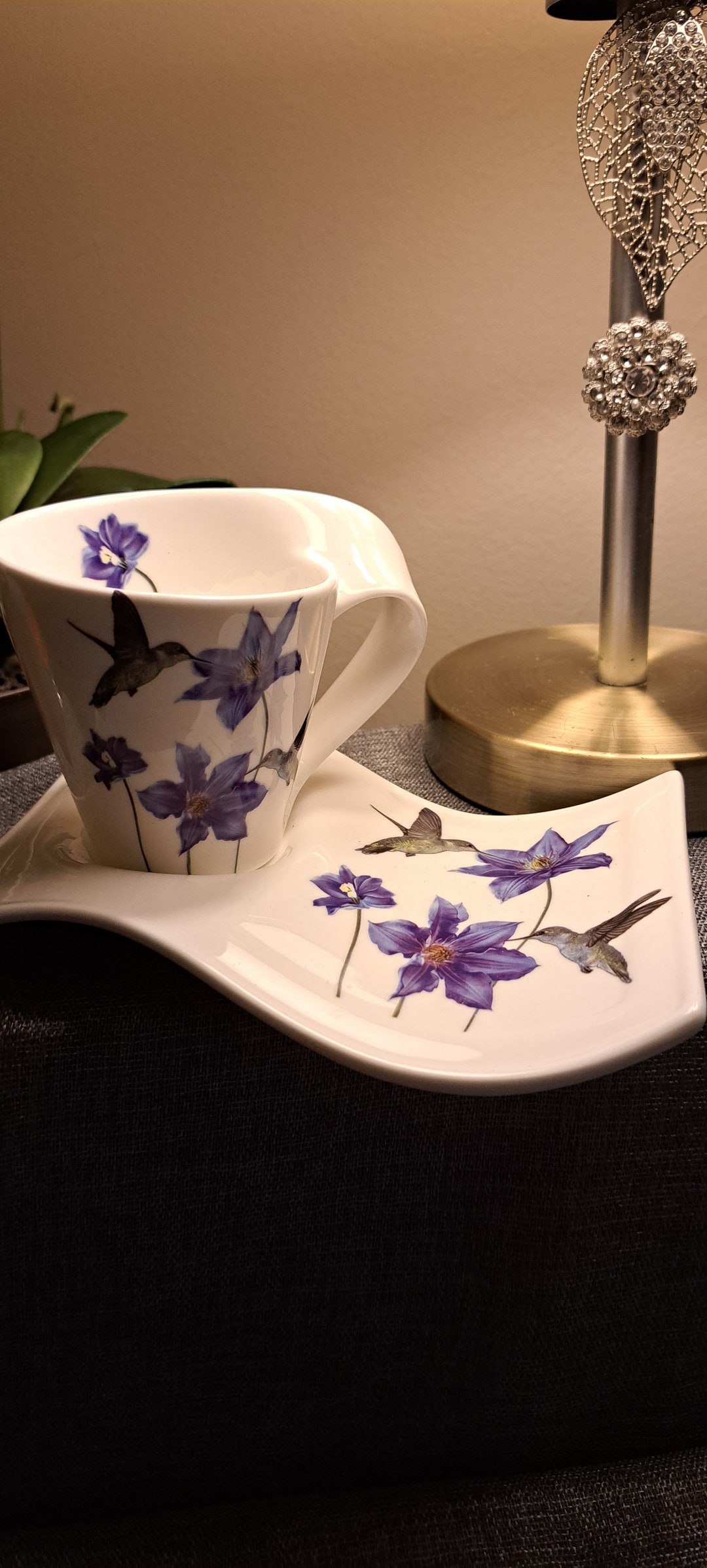 Teaopia Wave Shaped Hummingbird Cap and Saucer - Etsy