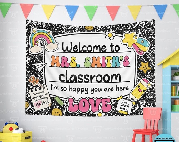 Classroom Decor, Composition Notebook Theme, Custom Classroom Tapestry ...