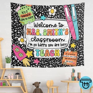 Teacher Tapestry Personalized Welcome Back to School Classroom Decor ...