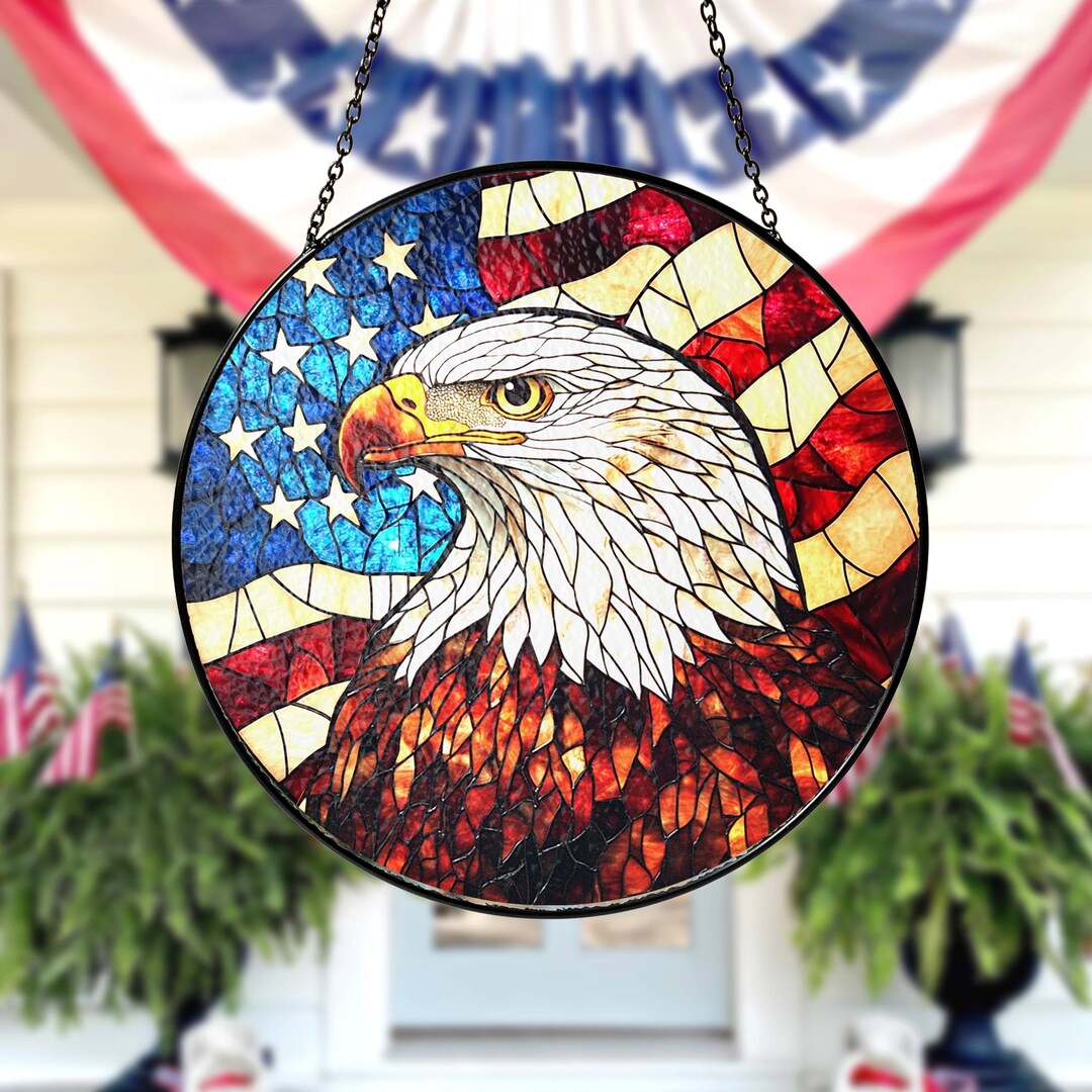 4th of July Suncatcher American Flag Patriotic Suncatcher Window ...